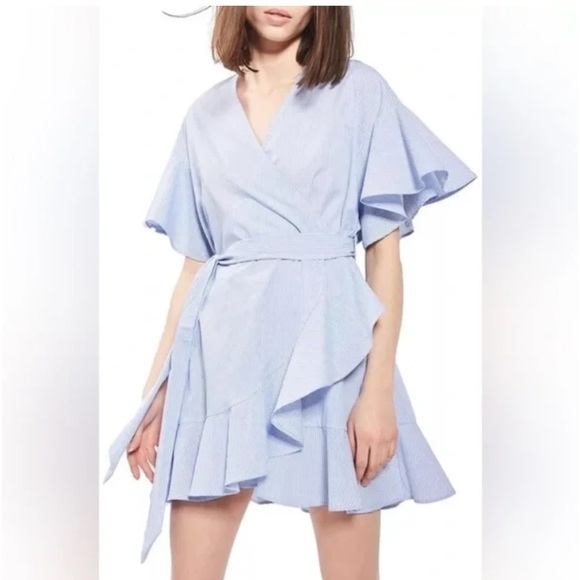 Topshop | Dresses | Topshop Light Blue Ruffle Mini Dress | Poshmark